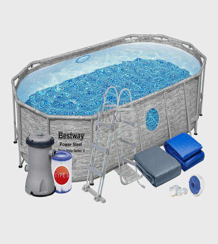 Buy BESTWAY @ FC Power Steel Swim Vista Series Oval Pool Set +Filter Pump+Ladder+Cover+Dispenser ...