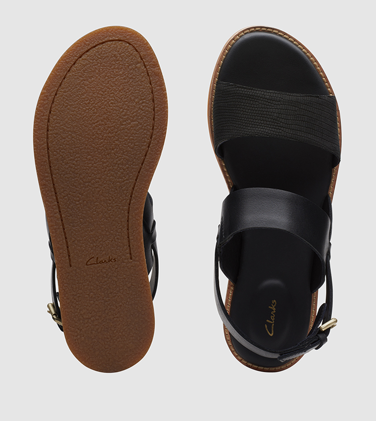 Buy Clarks Karsea Strap Open Toe Flat Sandals In Black | 6thStreet Qatar