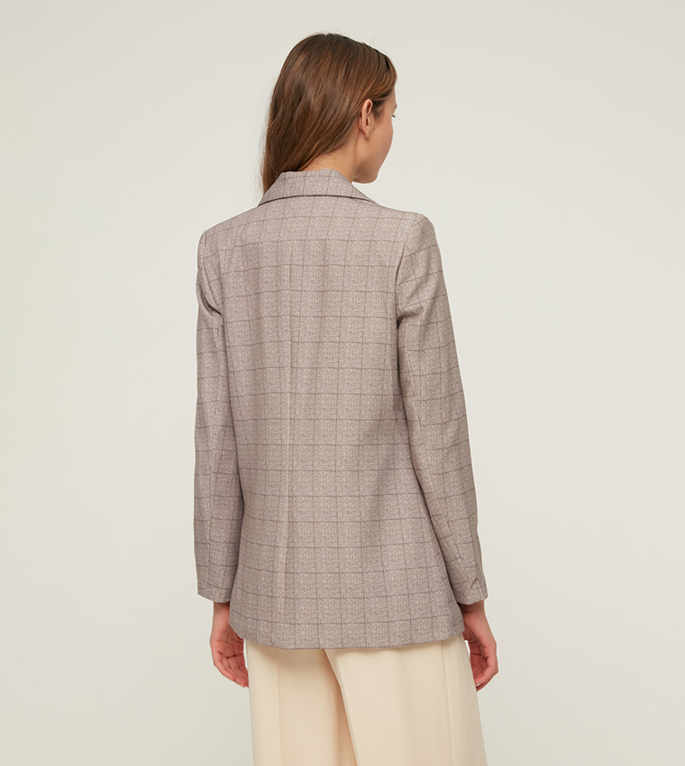 Buy Trendyol Basic Check Jacket In Beige | 6thStreet UAE