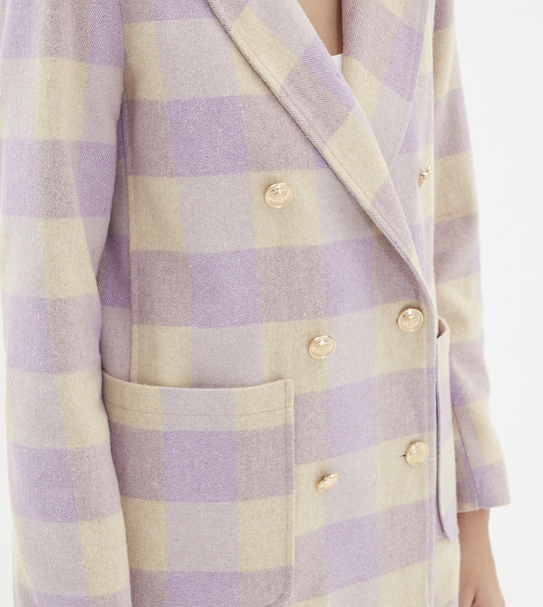 Buy Trendyol Check Pattern Jacket In Purple | 6thStreet Oman