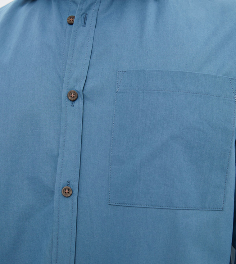 Buy Trendyol Relaxed Fit Single Pocket Buttoned Shirt In Blue ...