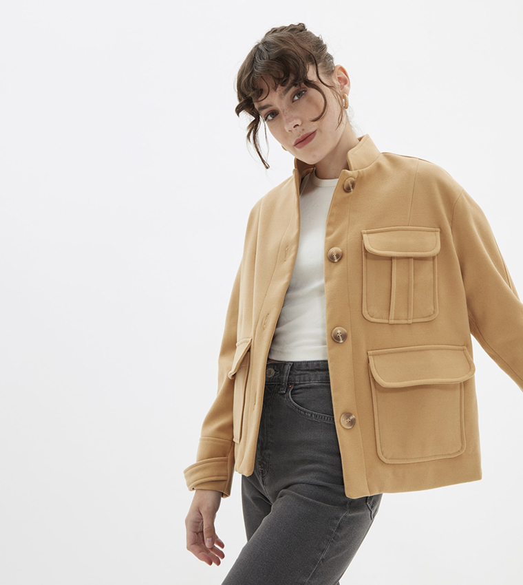 Buy Trendyol Regular Fit Over Coat In Brown | 6thStreet Bahrain