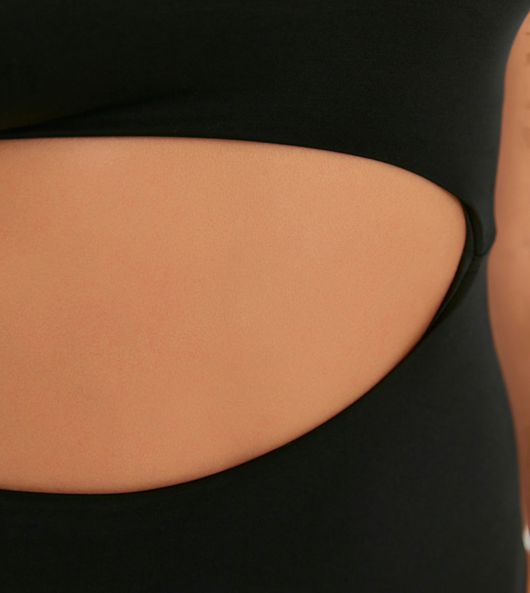 Buy Trendyol Single Shoulder Cut Out Swimsuit In Black | 6thStreet Qatar