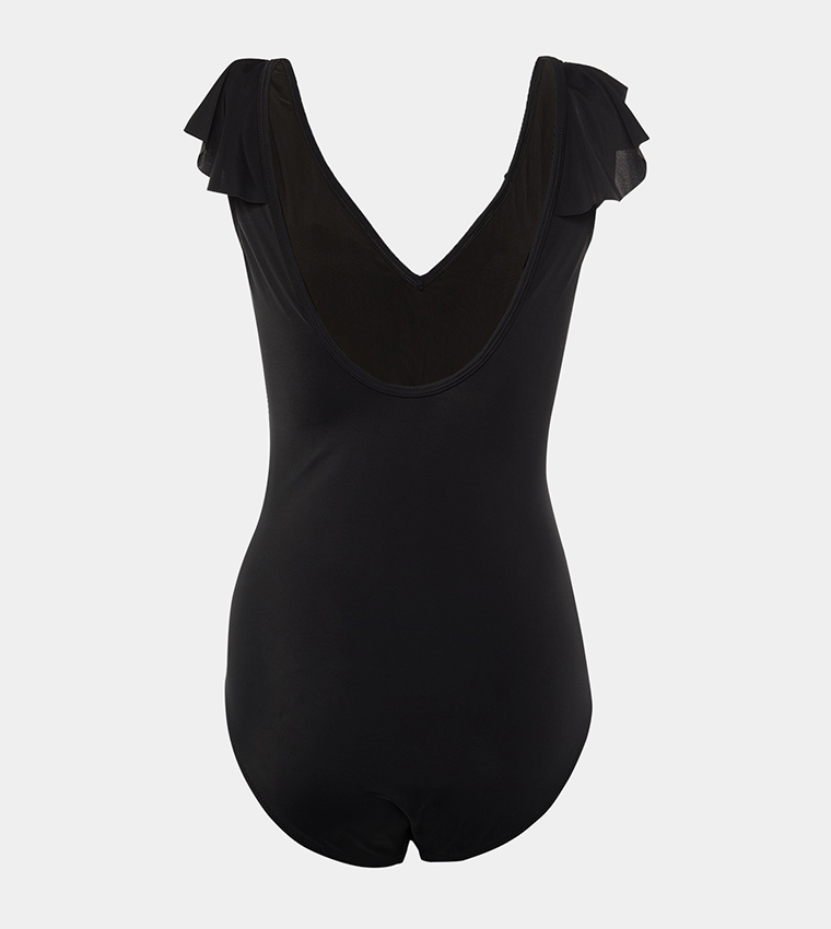 Buy Trendyol Ruffle Detailed Swimsuit In Black | 6thStreet UAE