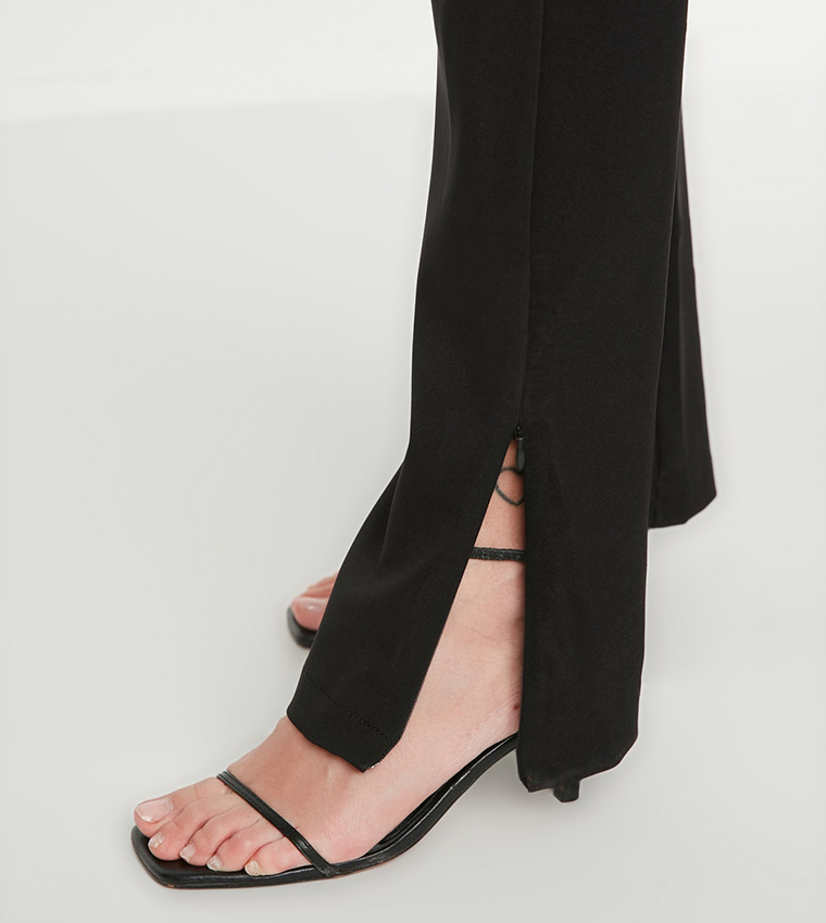 Buy Trendyol High Rise Slit Pants In Black | 6thStreet Qatar