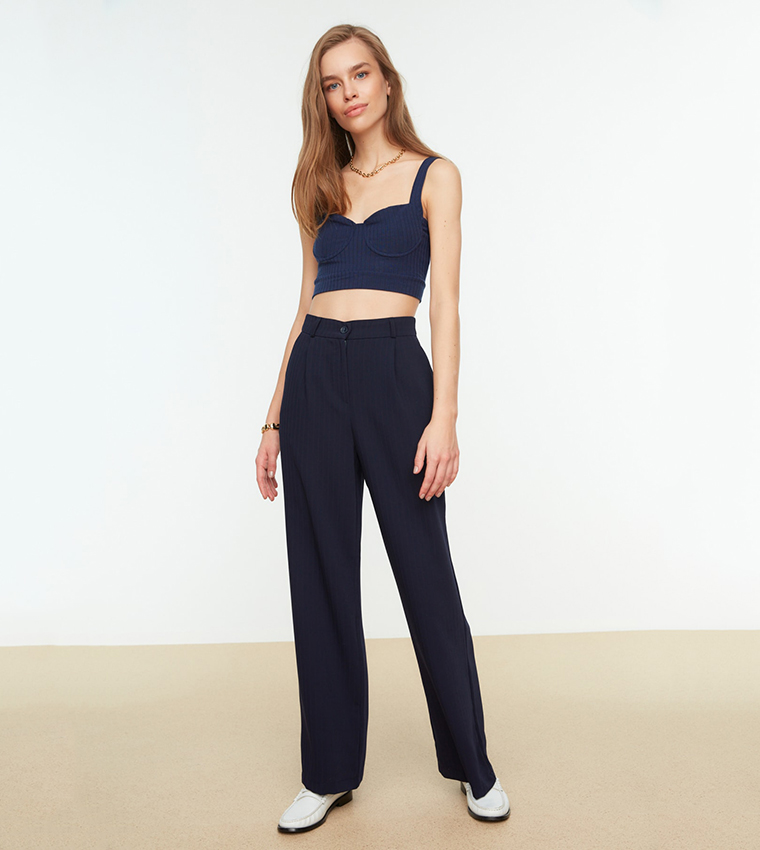 Buy Trendyol Basic Trousers In Blue | 6thStreet UAE