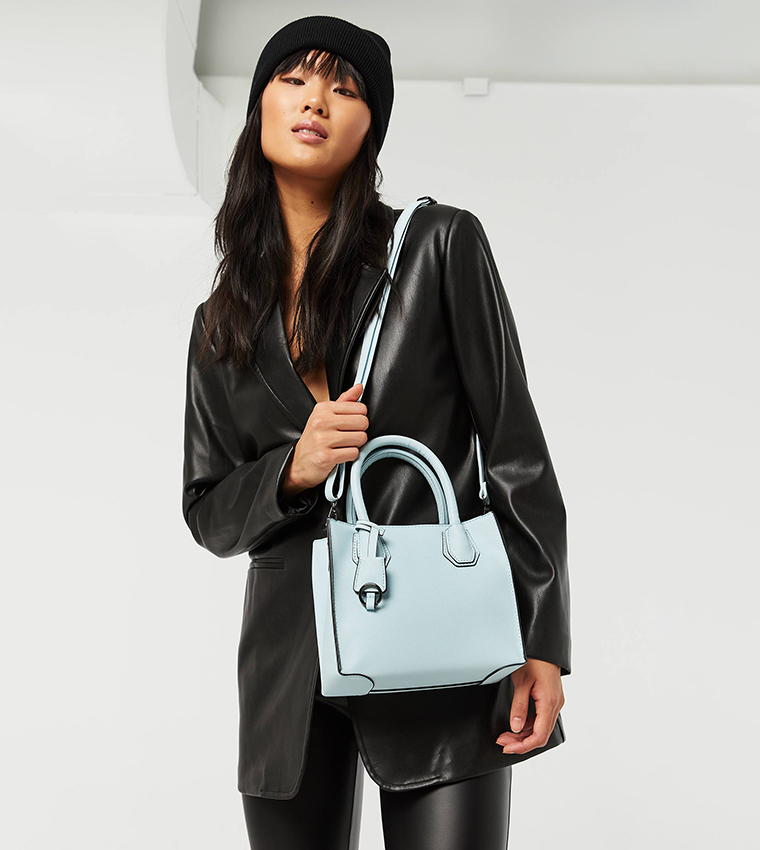 Buy Ardene Small Faux Leather Tote Bag In Blue | 6thStreet Qatar