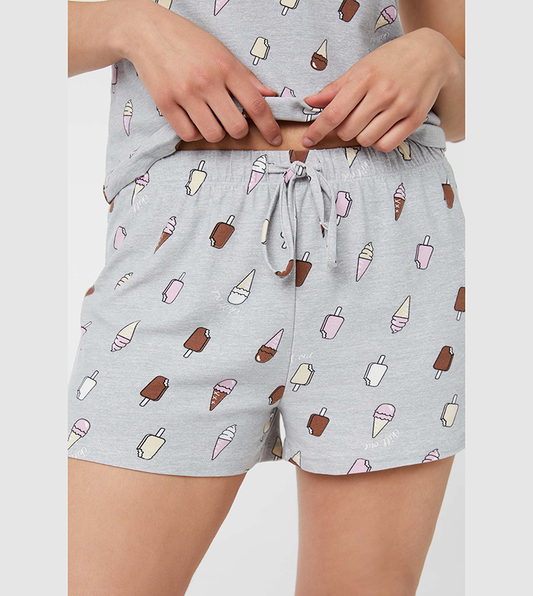 Buy Ardene Ice Cream Tank & Short Pyjama Set In Grey | 6thStreet Bahrain