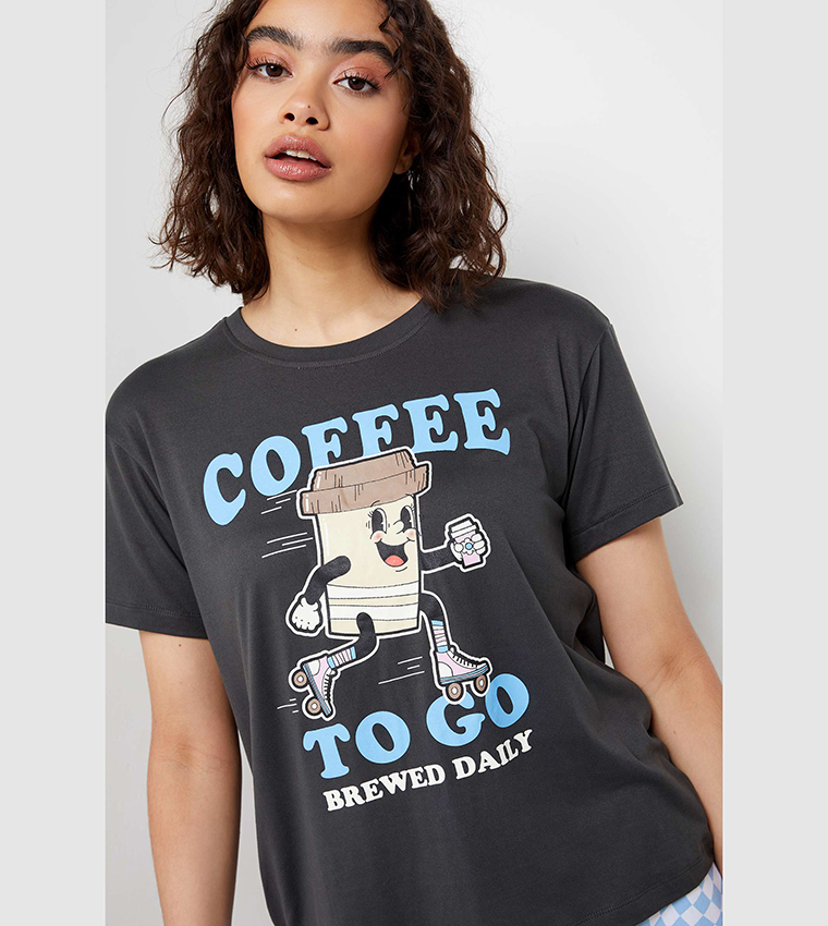 Buy Ardene Graphic Boxy T Shirt & Shorts Pyjama Set In Multiple Colors ...