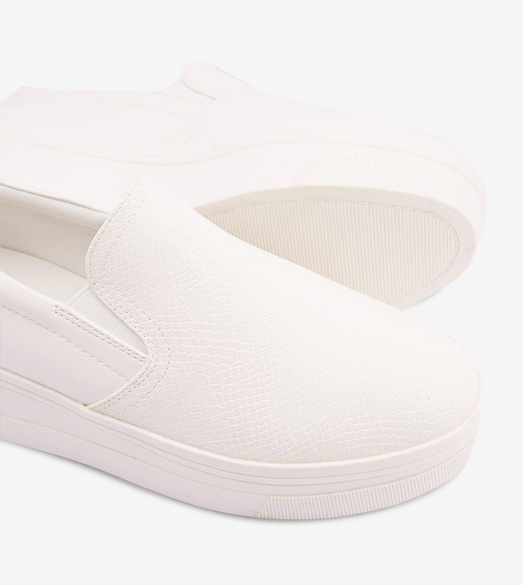 Buy Call It Spring Umalinna Wedge Heel Round Toe Slip Ons White In ...