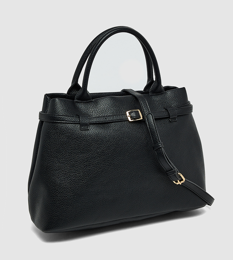 Buy Austin Reed Textured Satchel Bag With Snap Button Closure In Black ...