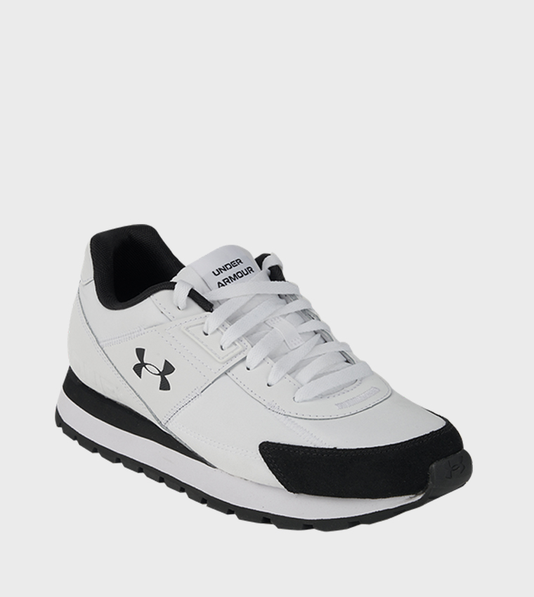 Buy Under Armour ESSENTIAL Logo Detail Low Top Runner Sneakers In White ...