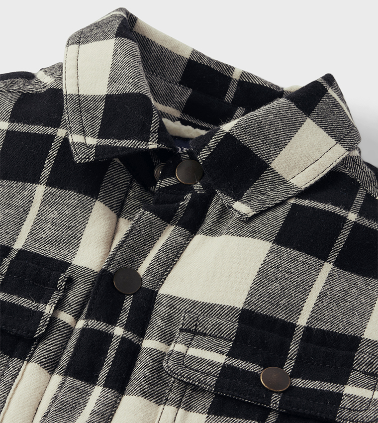 Buy The Children's Place Plaid Long Sleeves Shacket In Off White ...