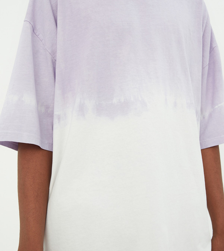 Buy Trendyol Dual Tone Oversized T Shirt In Purple | 6thStreet Qatar