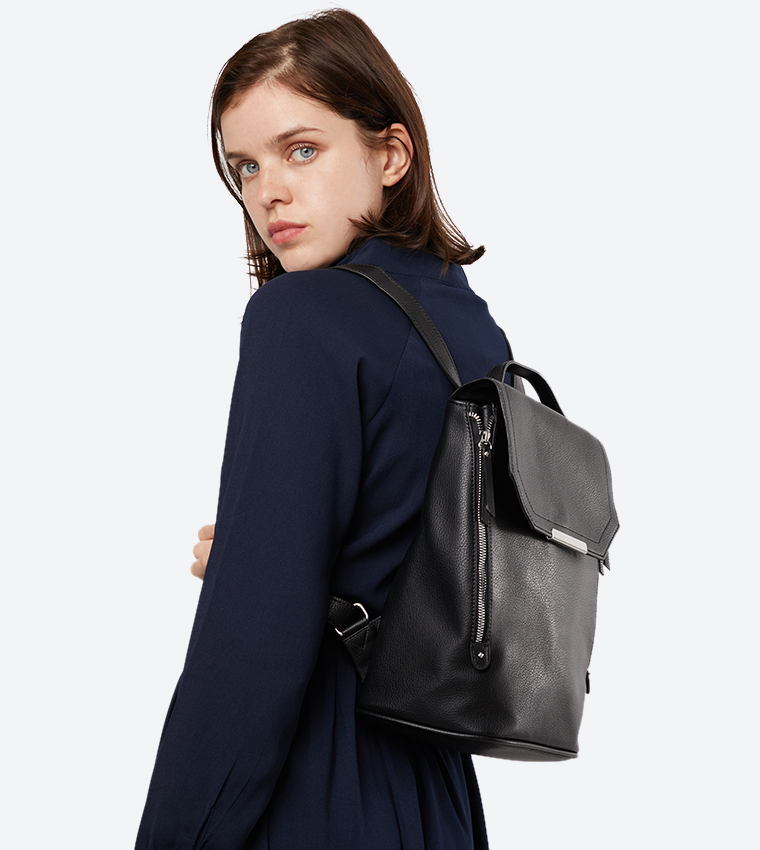 Buy Call It Spring Vintage Front Flap Drawstring Closure Backpack Black ...