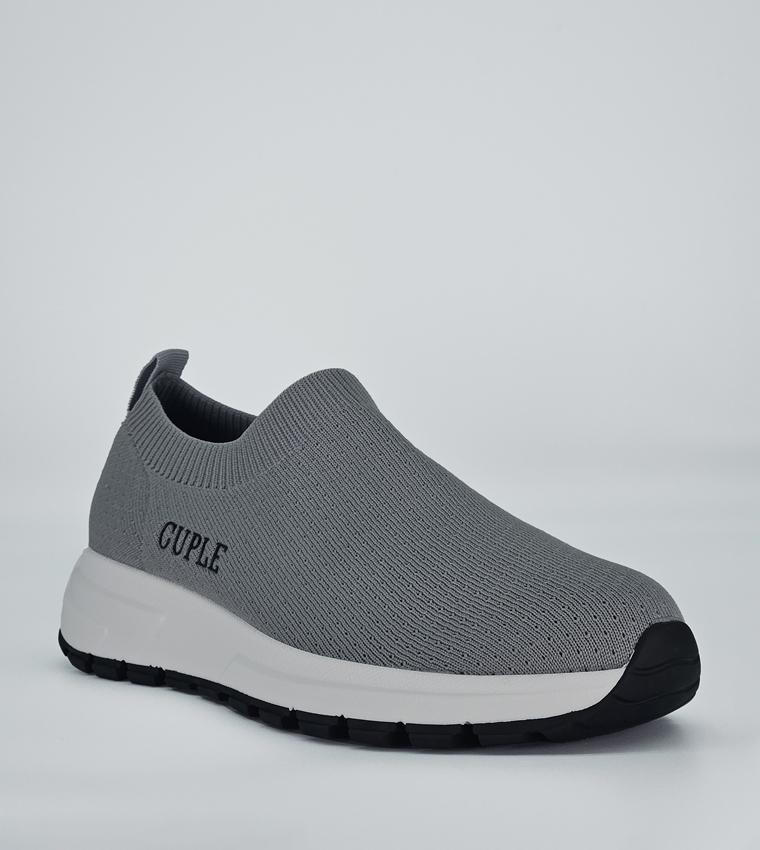 Buy Cuple Logo Detail Knitted Slip On Shoes In Grey | 6thStreet UAE