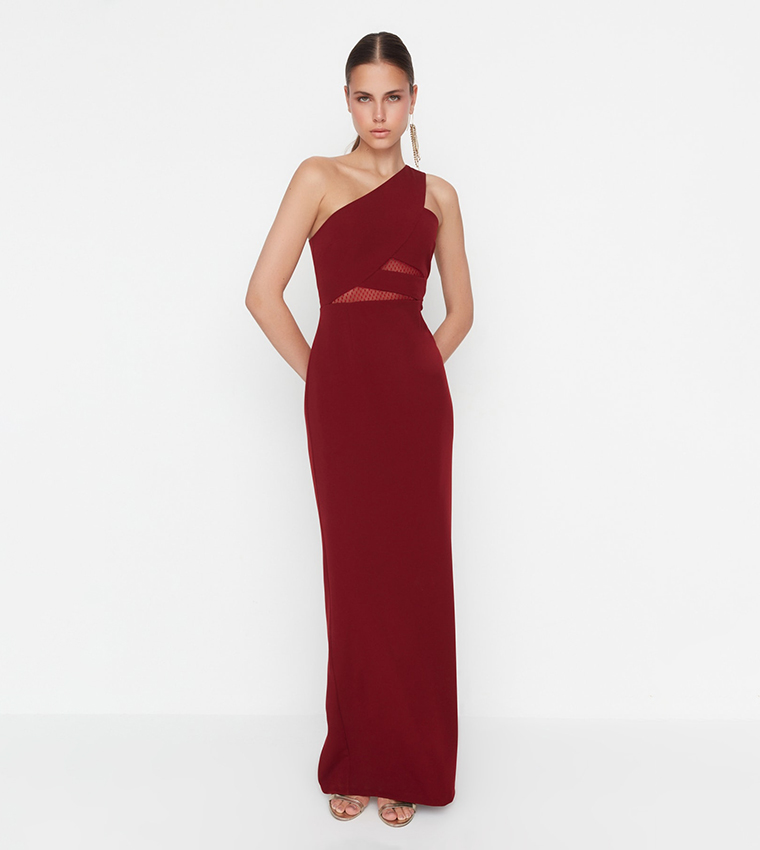 Buy Trendyol Solid One Shoulder Evening Dress & Graduation Maxi Dress ...