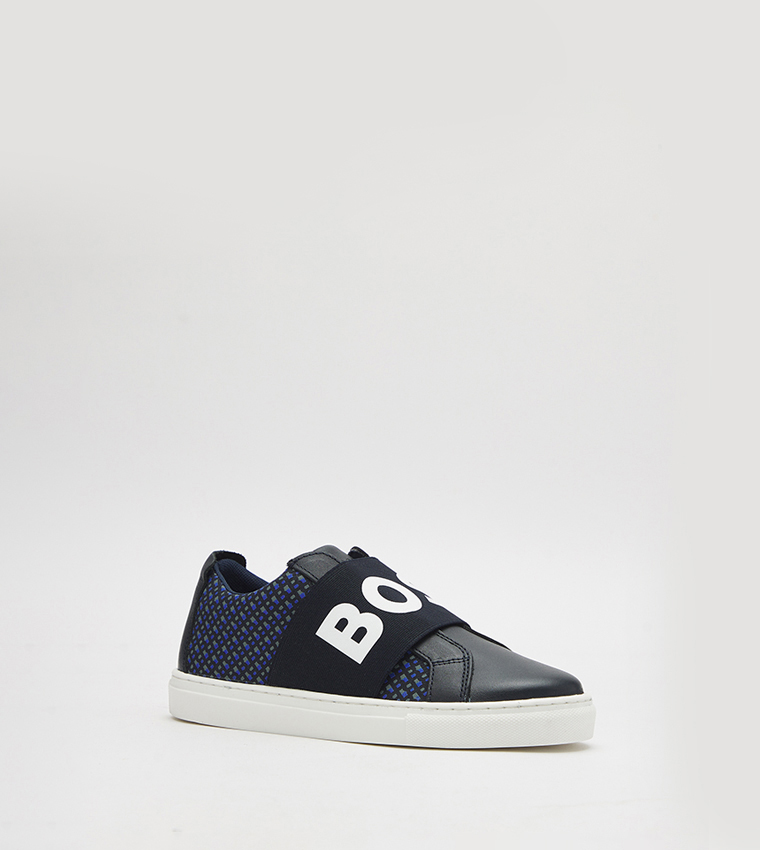 Buy BOSS Logo Detail Slip On Shoes In Navy | 6thStreet UAE