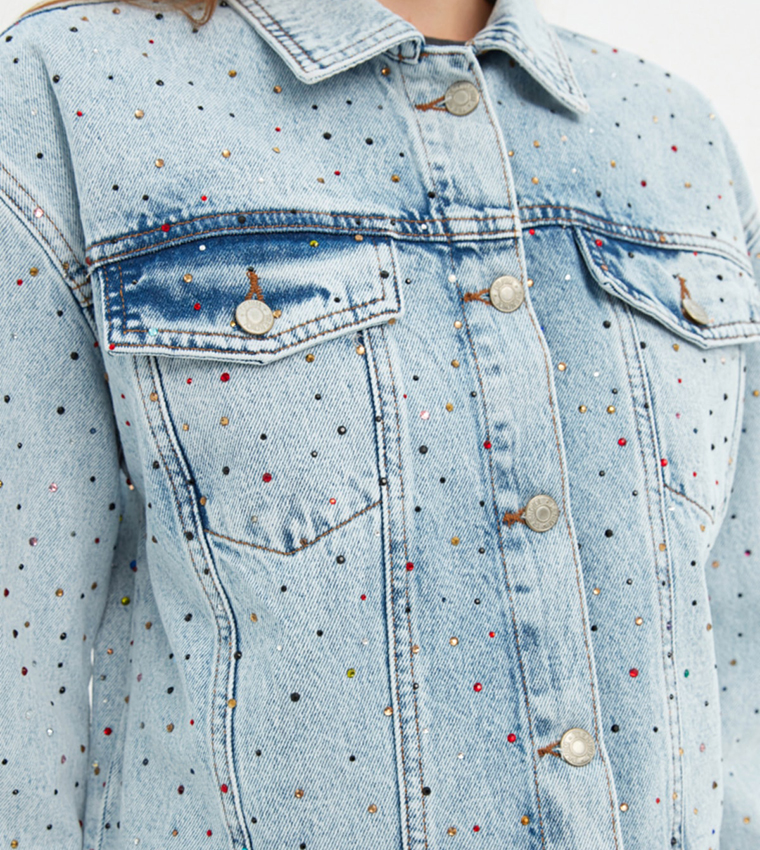 Buy Trendyol Denim Bomber Jacket In Blue | 6thStreet Kuwait