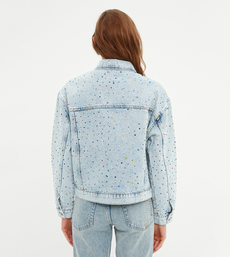 Buy Trendyol Denim Bomber Jacket In Blue | 6thStreet Kuwait