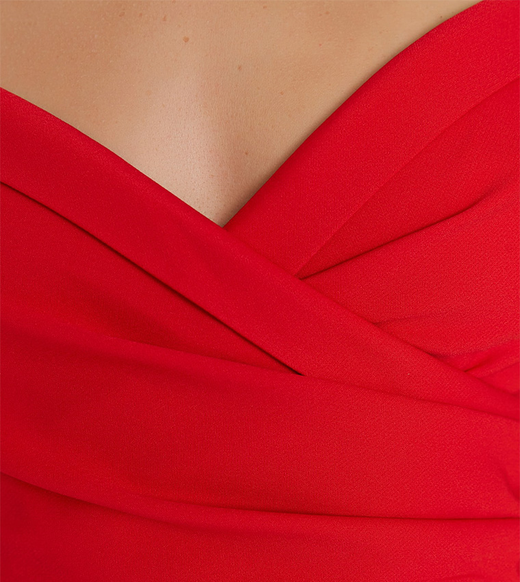 Buy Trendyol Cross Over Wrap Evening & Graduation Maxi Dress In Red ...