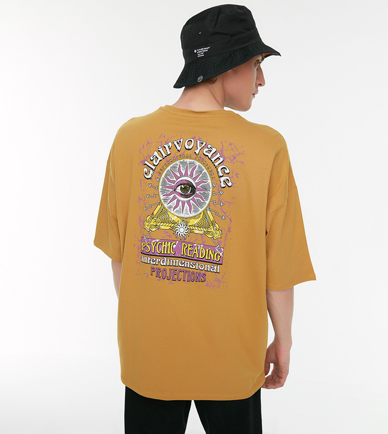 Buy Trendyol Oversize Back Printed T Shirt In Beige | 6thStreet Qatar