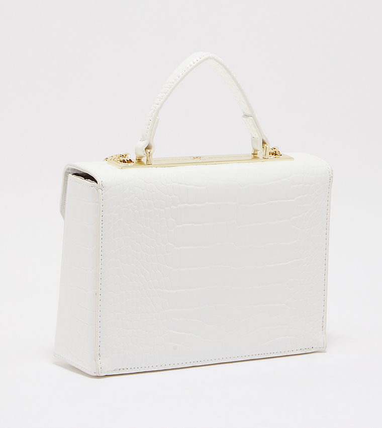 Buy Beverly Hills Polo Club Textured Top Handle Mini Bag In White ...