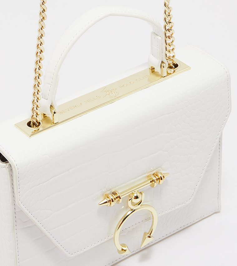 Buy Beverly Hills Polo Club Textured Top Handle Mini Bag In White ...