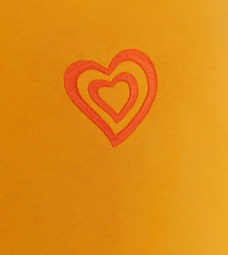 Buy Trendyol Embroidered Lettuce Hem Night Suit In Orange | 6thStreet Qatar