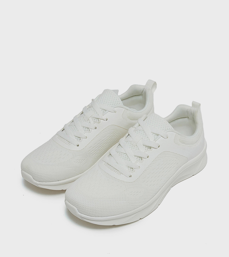 Buy R&B Knitted Lace Up Shoes In White | 6thStreet Saudi Arabia