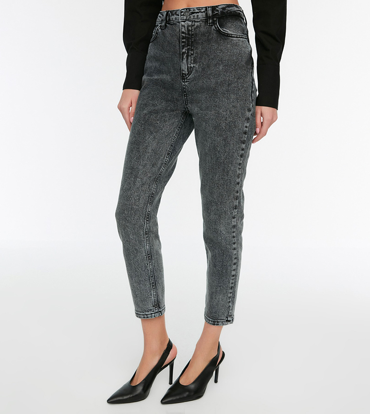 Buy Trendyol High Rise Mom Jeans In White 6thstreet Qatar