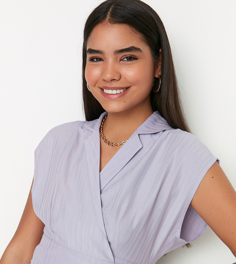 Buy Trendyol Cross Over Crop Top In Lilac | 6thStreet UAE