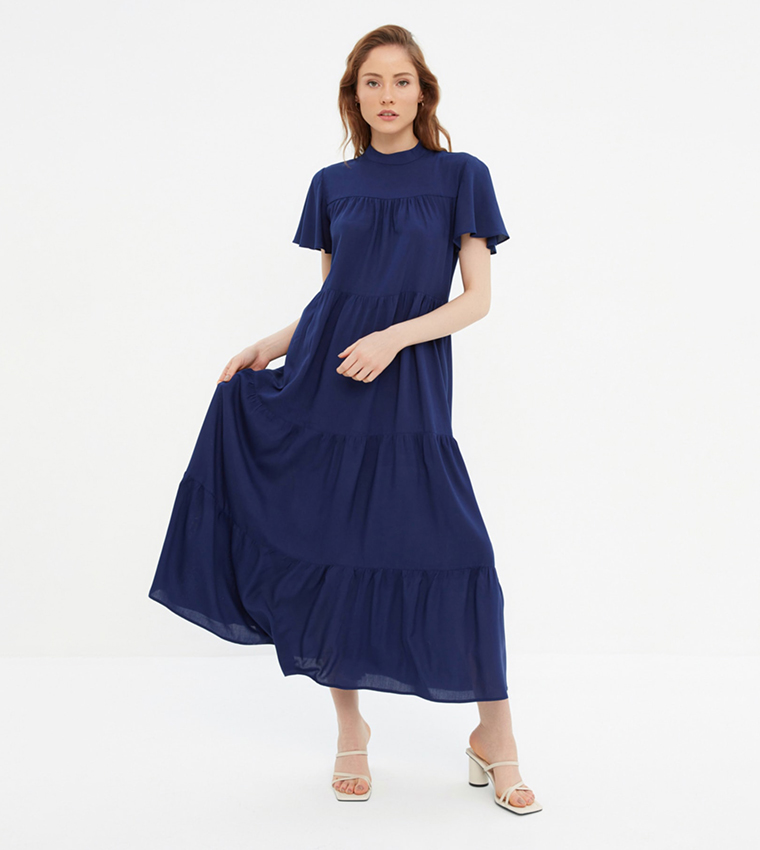 Buy Trendyol Casual Tiered Maxi Dress In Blue | 6thStreet Oman
