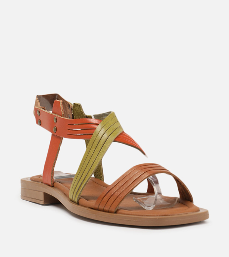 Buy Trendyol Color Block Flat Sandals In Multiple Colors | 6thStreet Qatar