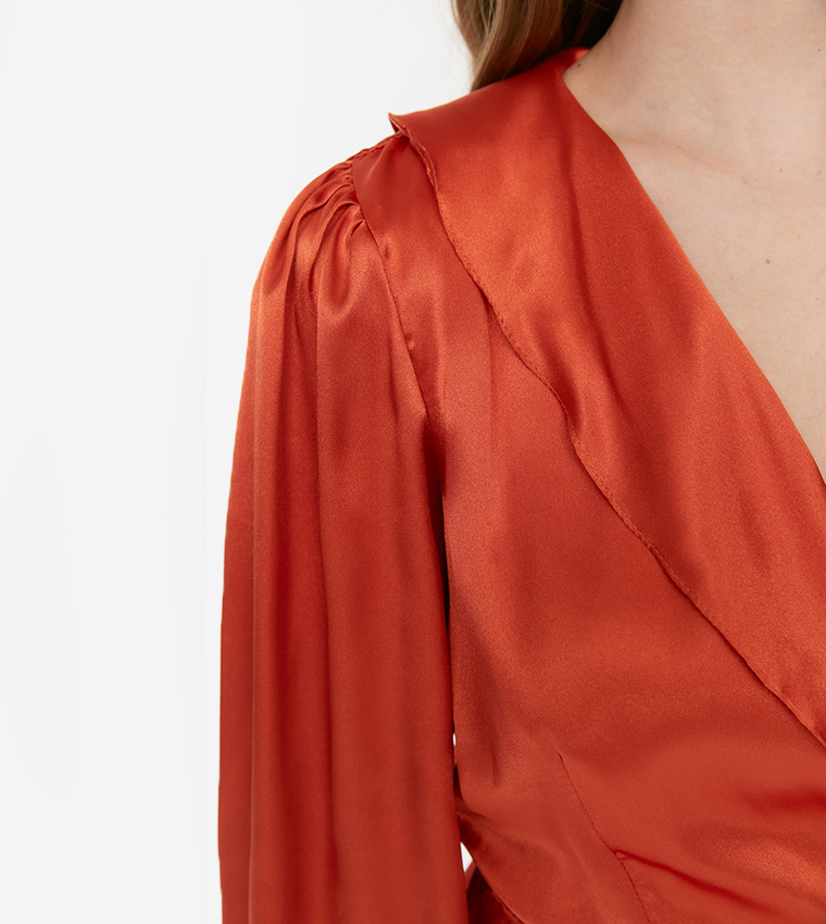 Buy Trendyol A Line Wrap Top In Red | 6thStreet UAE
