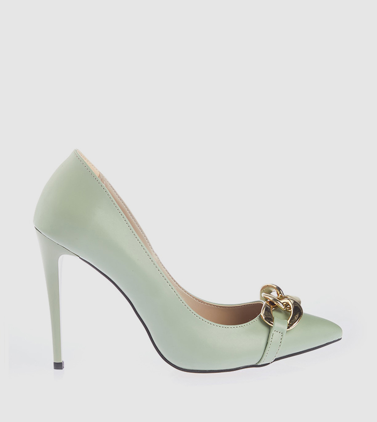 Buy Trendyol Chain Accent Ponted Toe Stilettoes In Mint | 6thStreet UAE