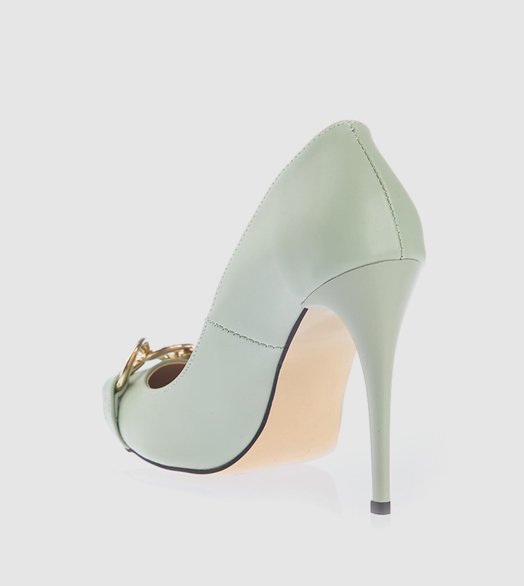 Buy Trendyol Chain Accent Ponted Toe Stilettoes In Mint | 6thStreet UAE