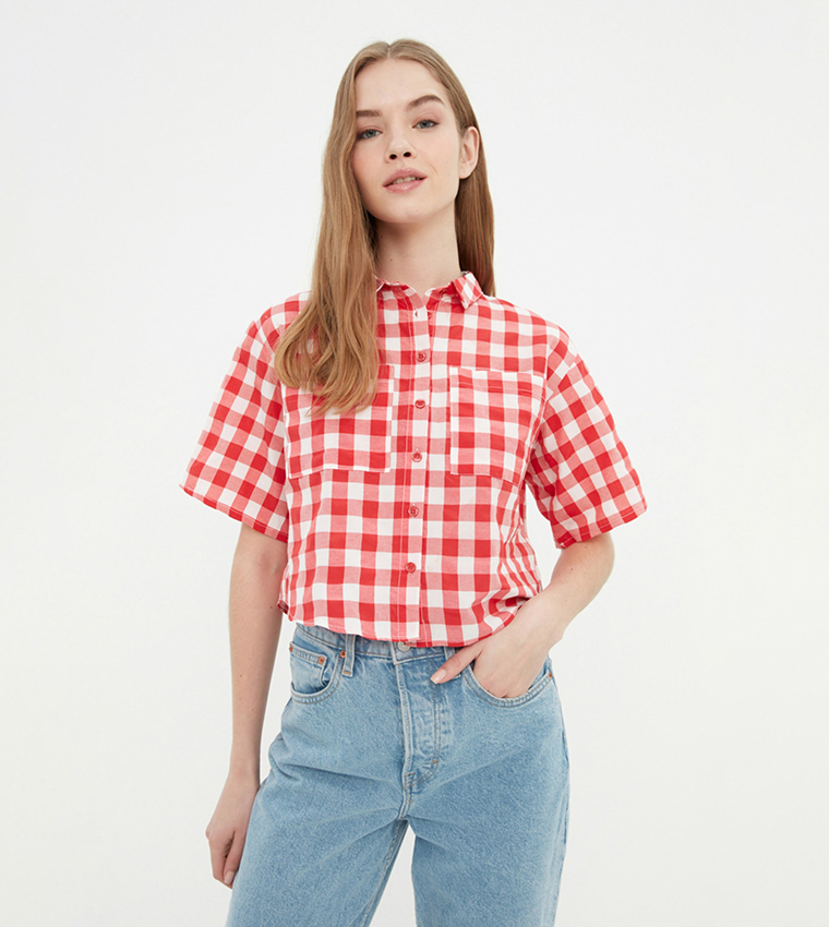 Buy Trendyol Plaid Check Shirt In Red | 6thStreet Qatar