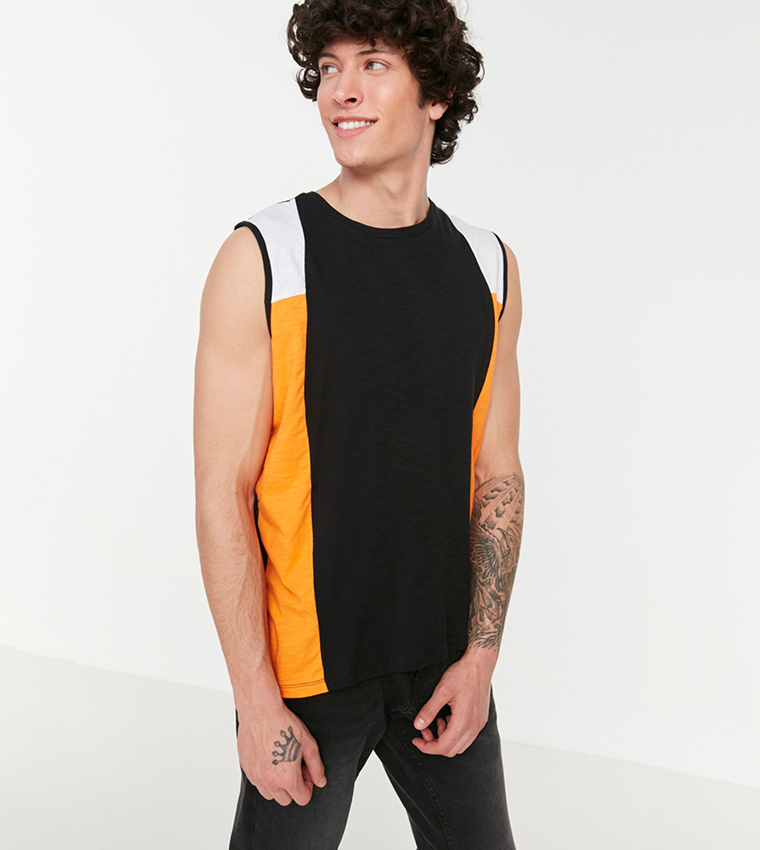 Buy Trendyol Color Block Basic Tanks In Black | 6thStreet Oman