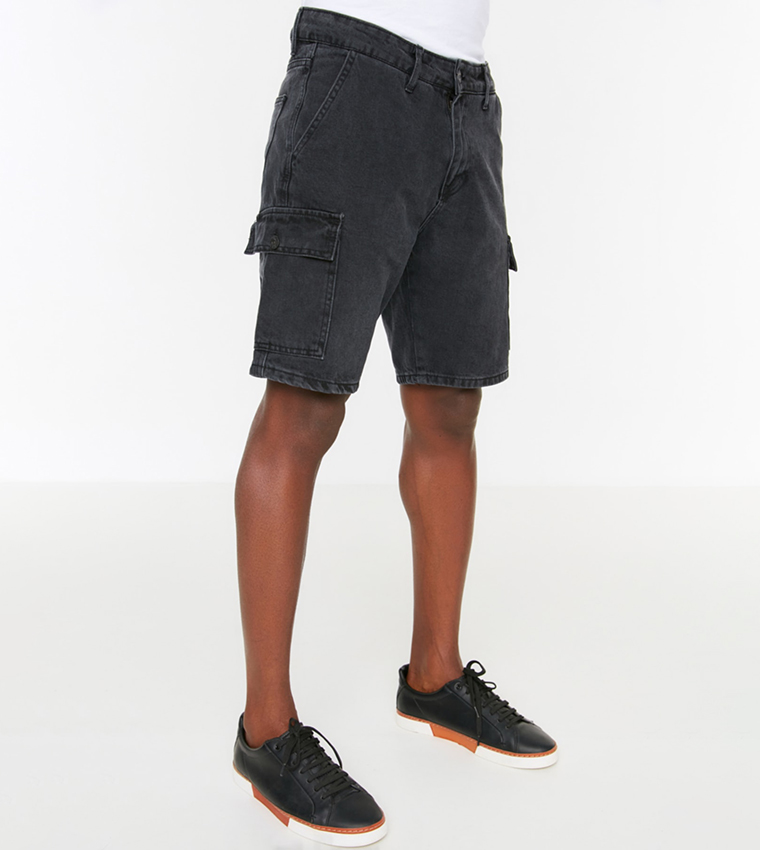 Buy Trendyol Washed Denim Shorts In Grey | 6thStreet UAE