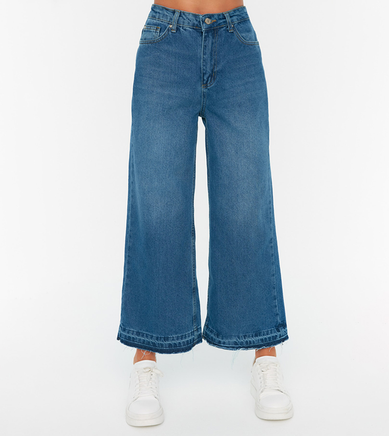 Buy Trendyol High Waist Culottes Jeans In Blue | 6thStreet UAE