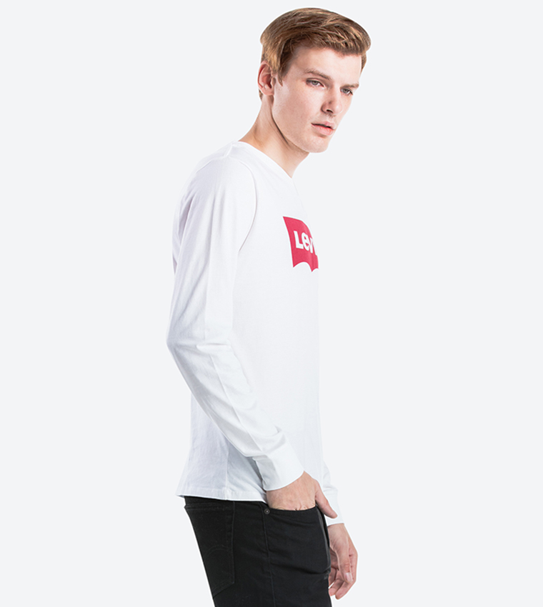 Buy Levi's Printed Long Sleeve T Shirt White 36015 0010 In White ...