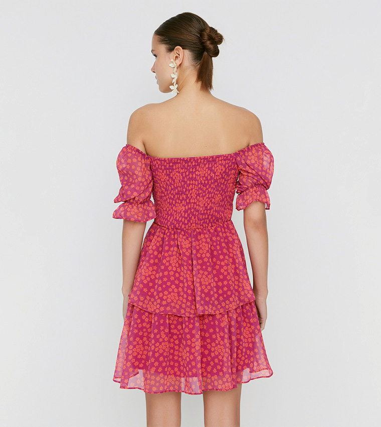 Buy Trendyol Printed Flounce Mini Dress In Multiple Colors | 6thStreet UAE