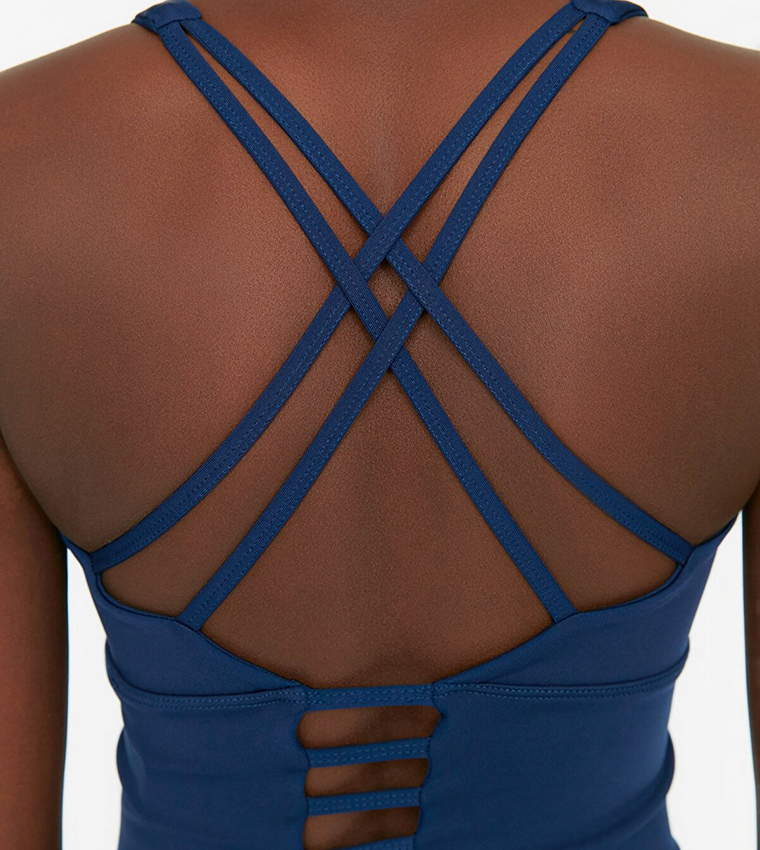 Buy Trendyol Basic Cross Strap Sports Bra In Blue | 6thStreet Qatar
