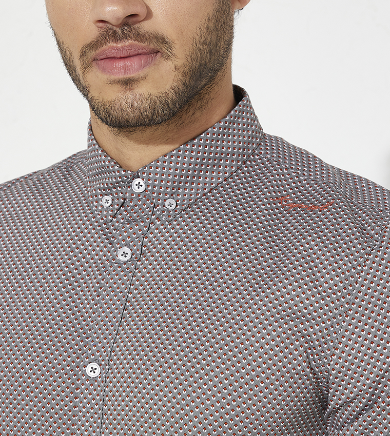 Buy Kaporal Patterned Long Sleeves Shirt In Grey | 6thStreet UAE