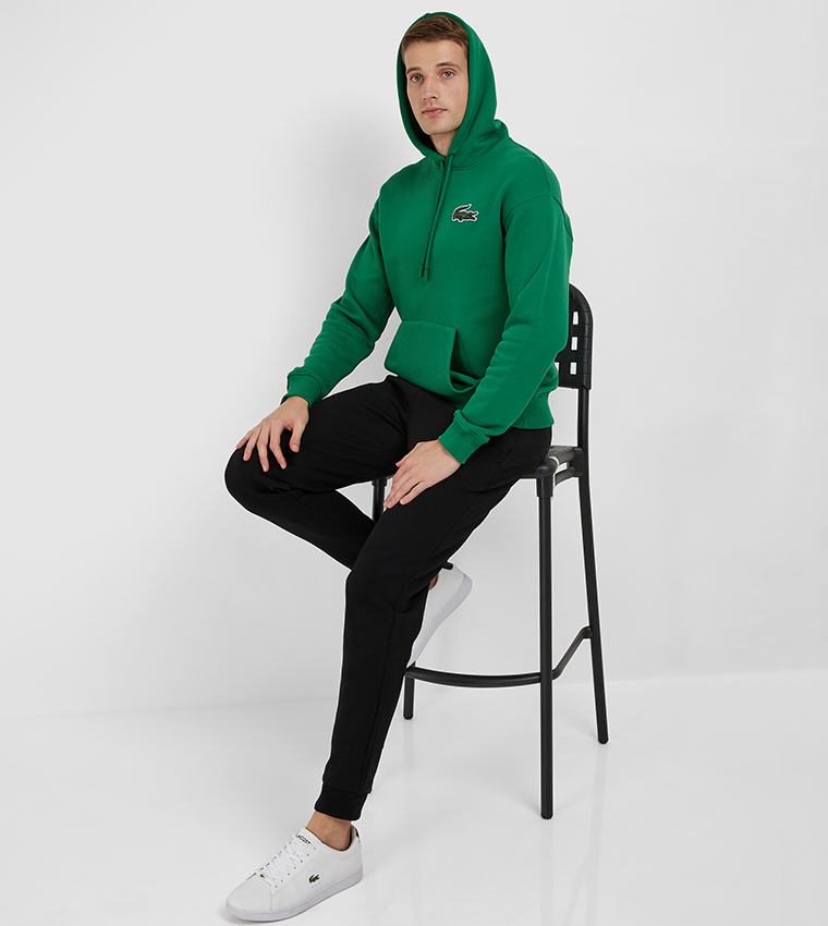 Buy Lacoste Logo Detail Long Sleeves Hoodie In Green | 6thStreet Kuwait