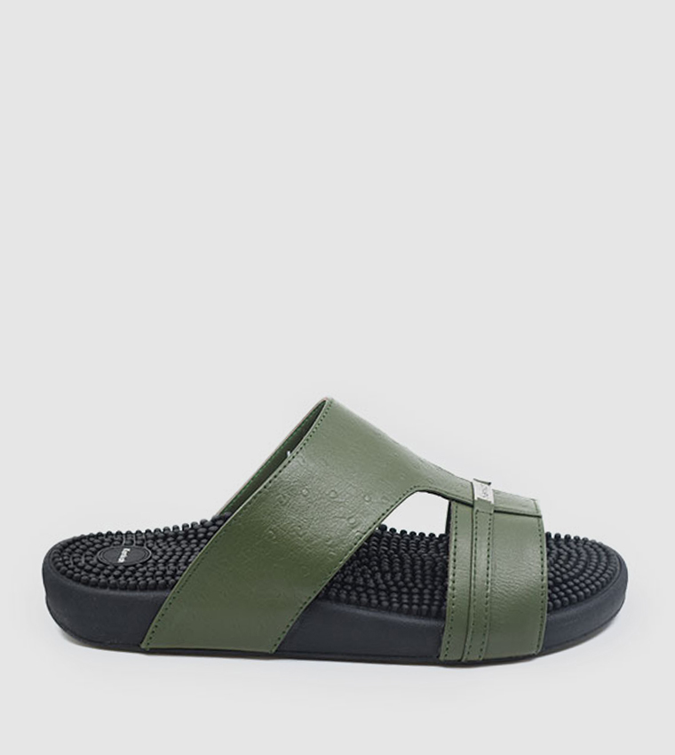 Buy Kenkoh Flat Traditional Sandal Green In Olive | 6thStreet Bahrain