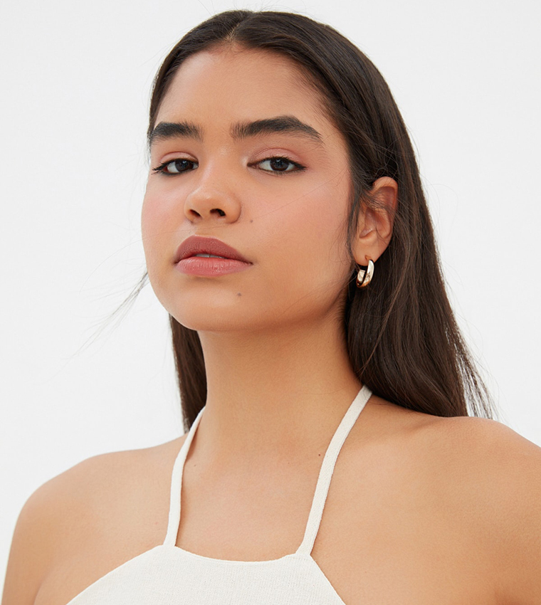 Buy Trendyol String Neck Mini Sheath Dress In Beige | 6thStreet Qatar