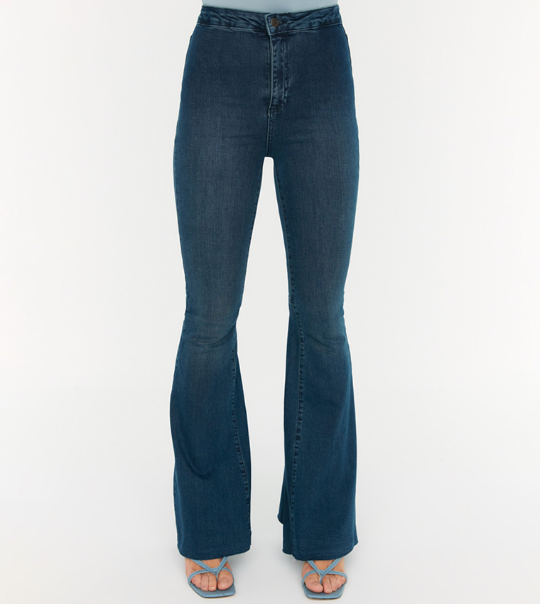 Buy Trendyol High Waist Flare Jeans In Blue | 6thStreet Qatar