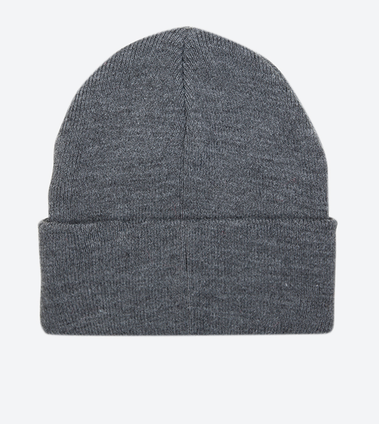 Buy Levi's Slouchy Beanie Cap With Embroidered Batwing Logo In Grey ...